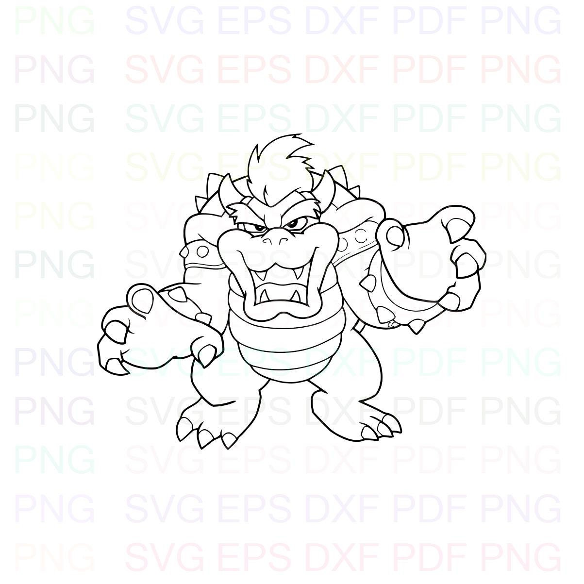 Bowser Super Mario Bros 2 Outline Svg Stitch silhouette | Etsy