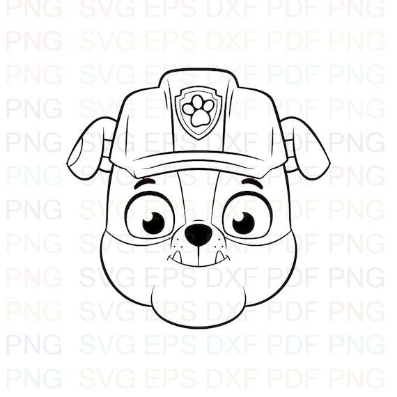 Rubble Face Paw Patrol Outline Svg Stitch silhouette | Etsy