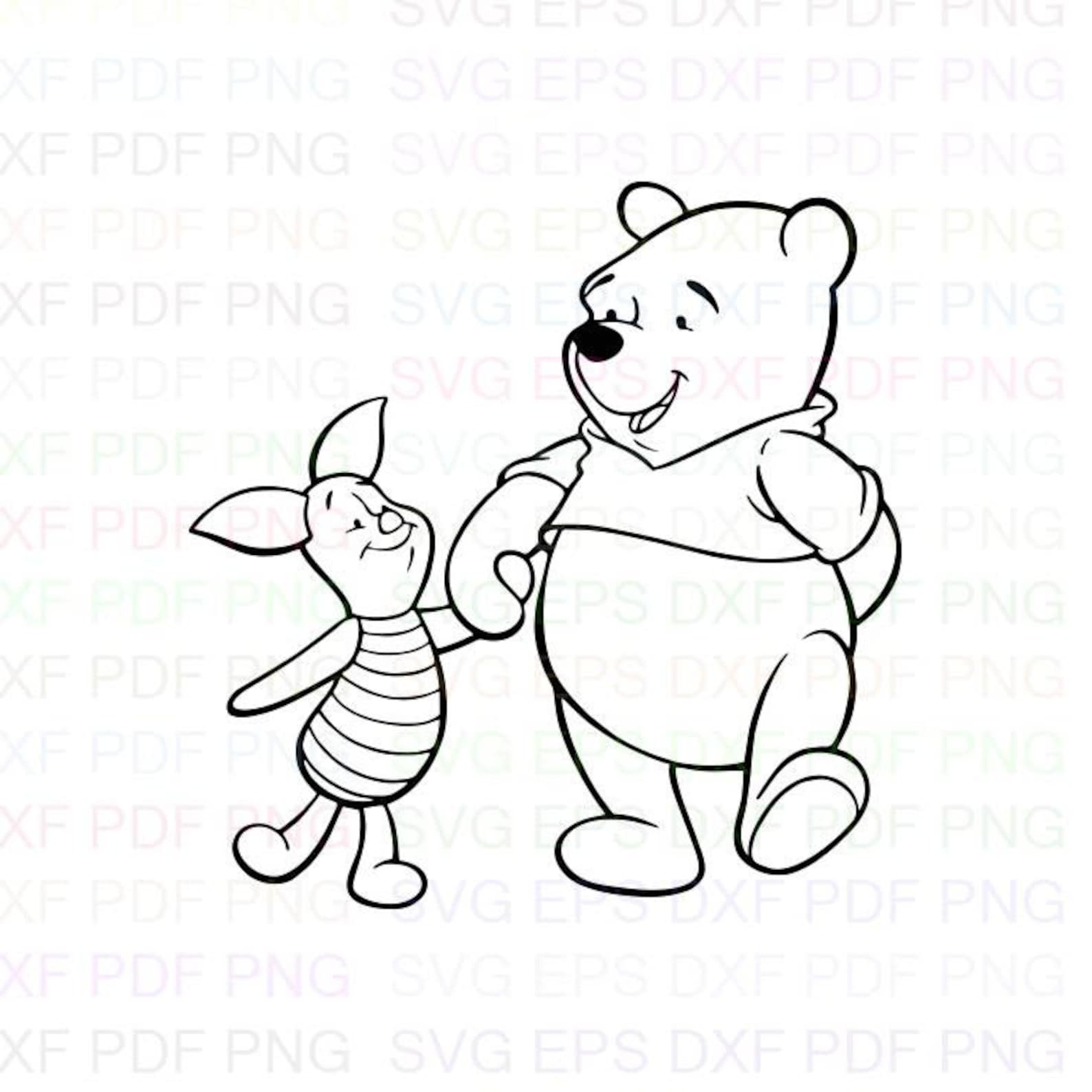 Bear And Piglet Winnie The Pooh Outline Svg Stitch silhouette | Etsy