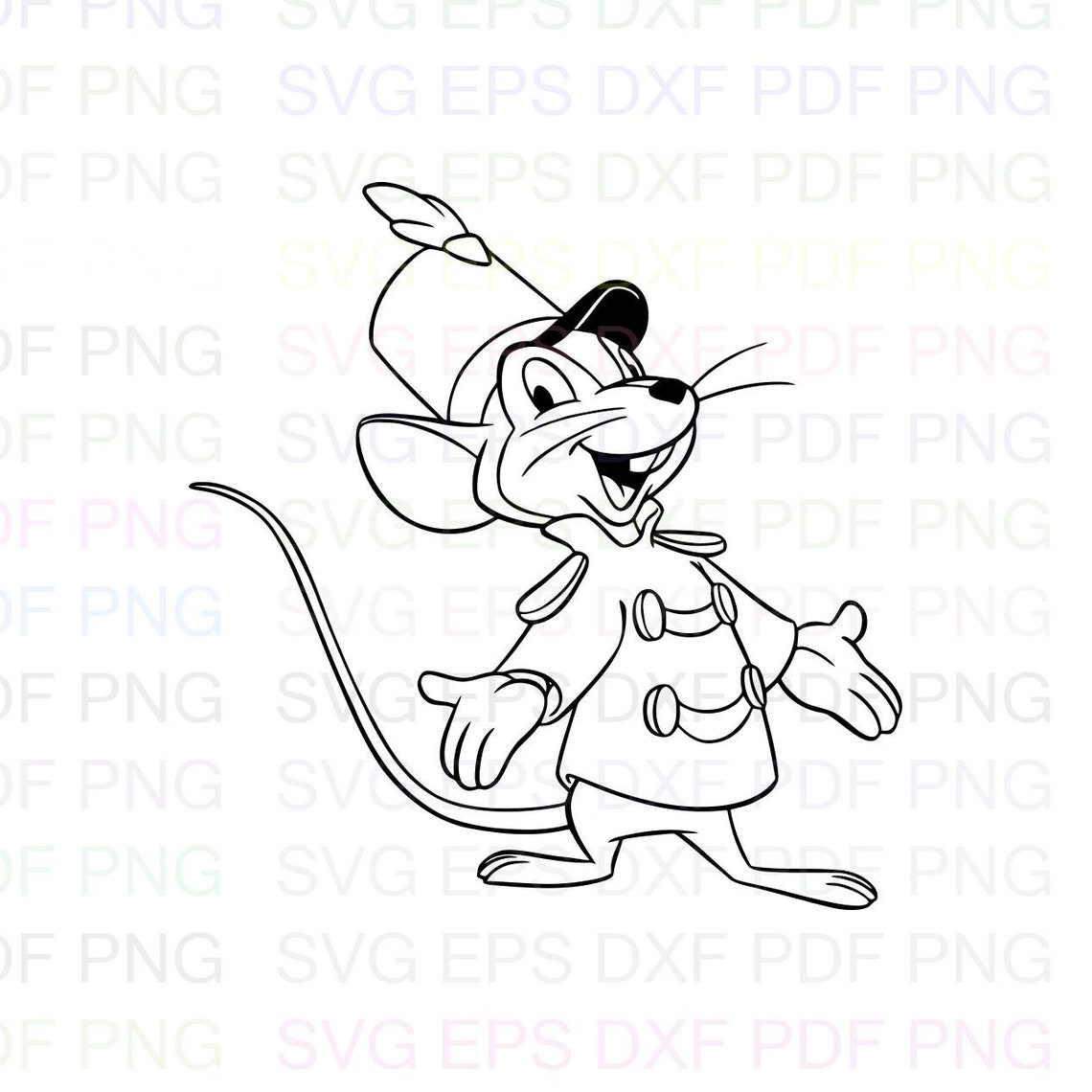 Timothy Mouse Very Happy Dumbo Outline Svg Stitch silhouette | Etsy