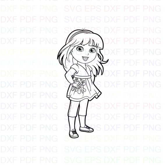 Coloring page Svg Dxf Eps Pdf Png Stitch silhouette Dora And Boots ...