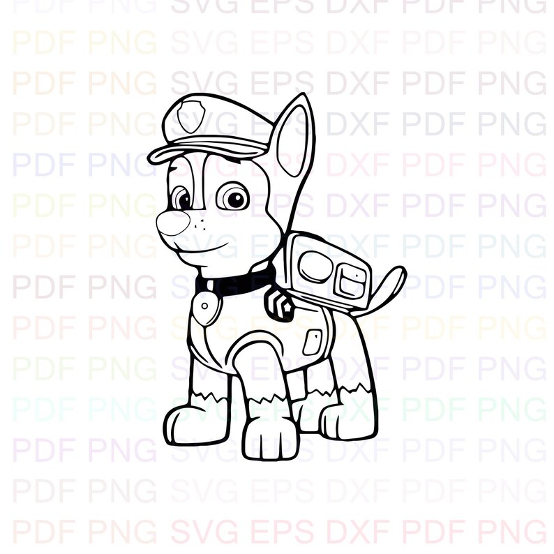 Chase Face Paw Patrol Outline Svg Dxf Eps Pdf Png 08D