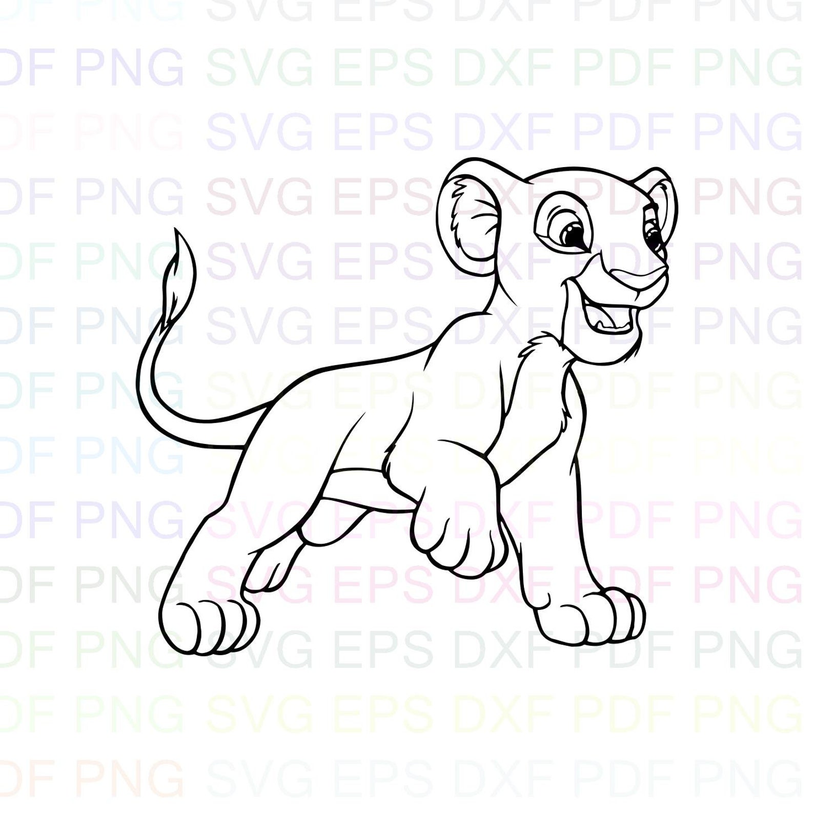 Nala The Lion King 8 Outline Svg Stitch silhouette Coloring | Etsy