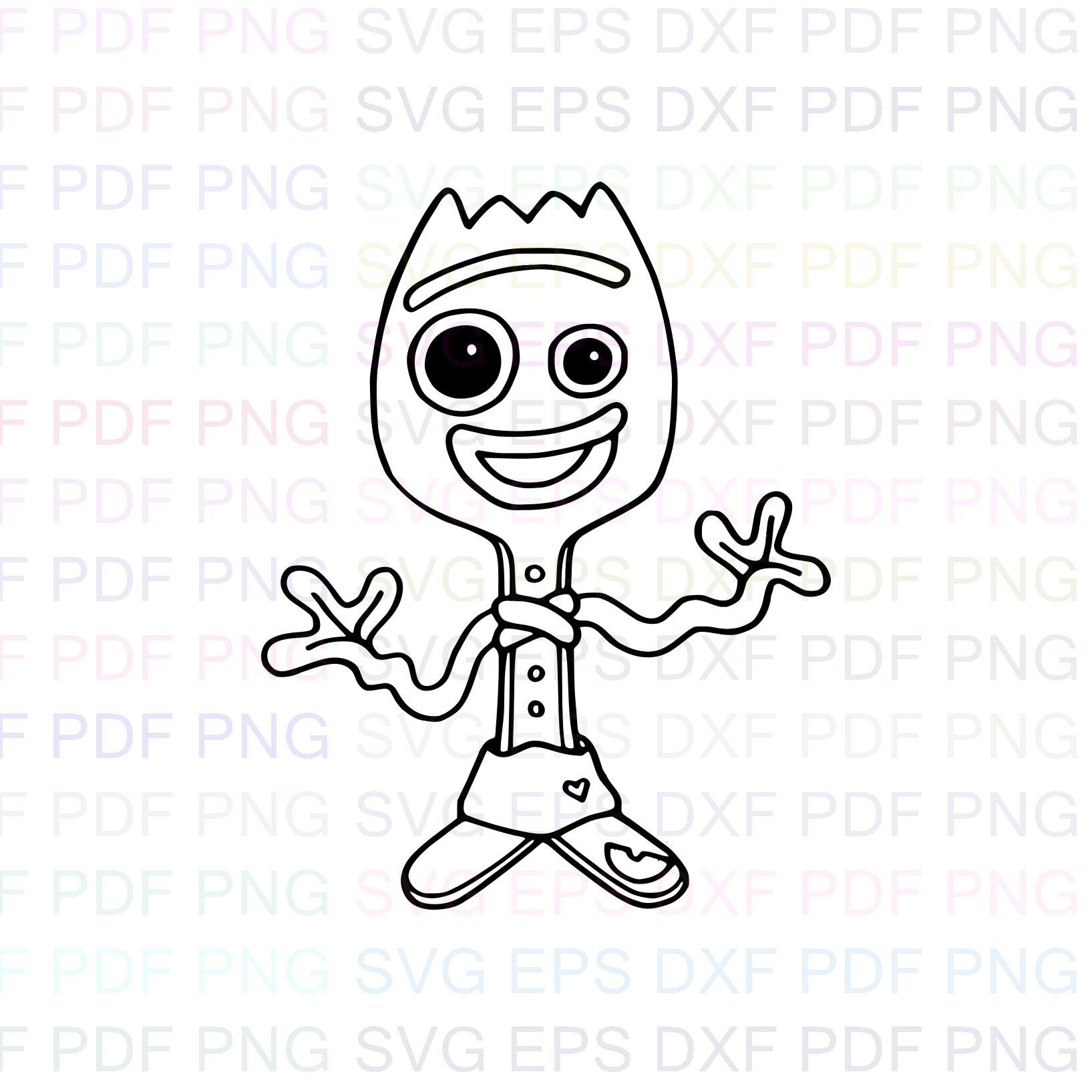 Forky Toy Story Outline Svg Stitch Silhouette Coloring Page Etsy ...