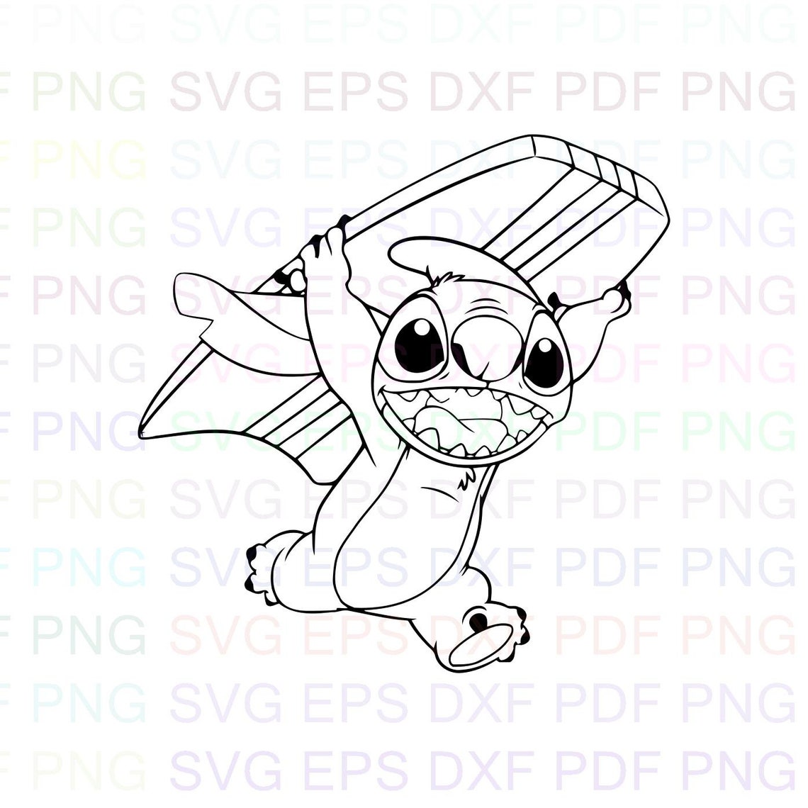 Stitch Surfboard Lilo And Stitch Outline Svg Stitch | Etsy