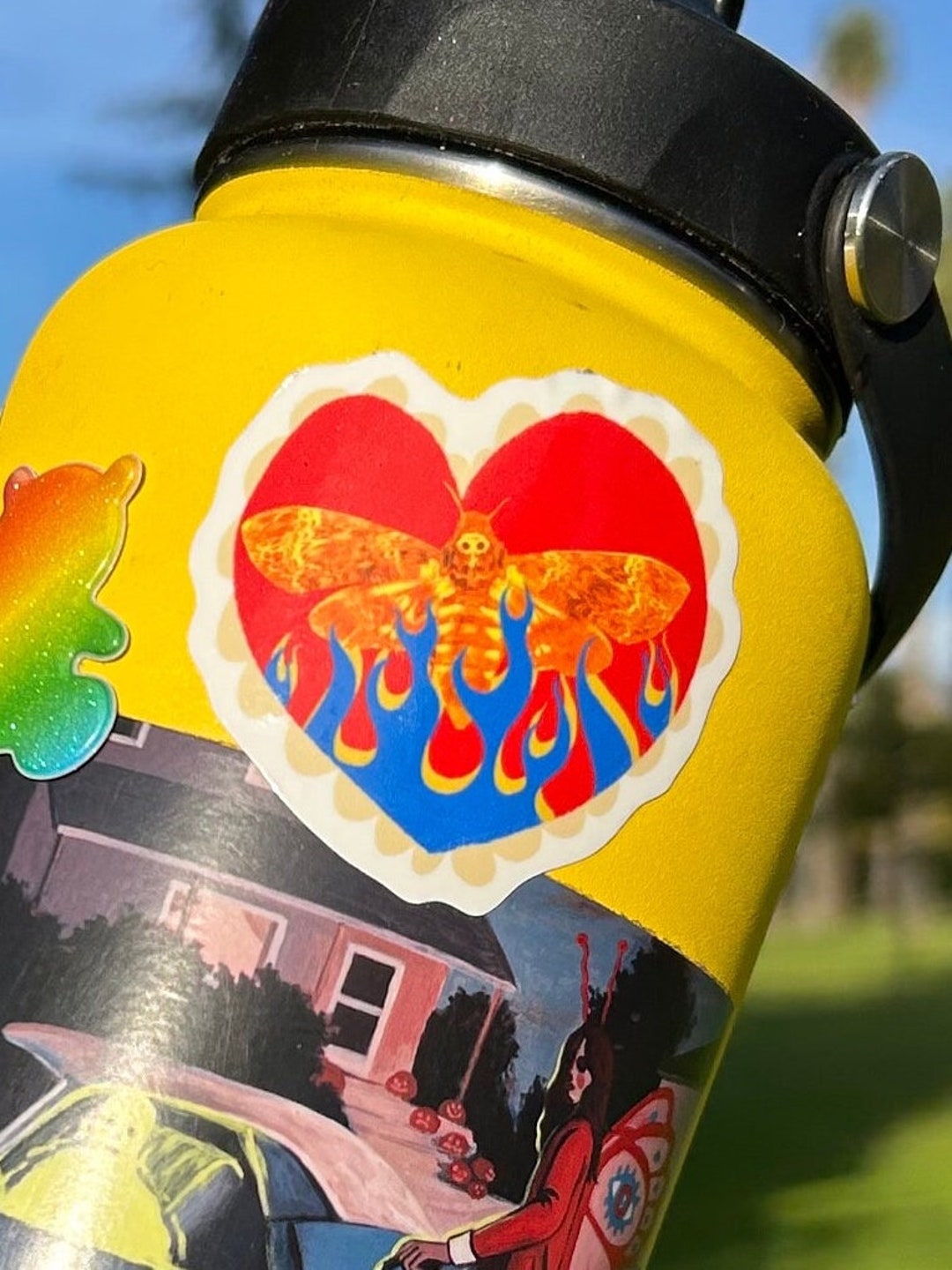 Rad Clowny Flaming Moth Sticker - Etsy