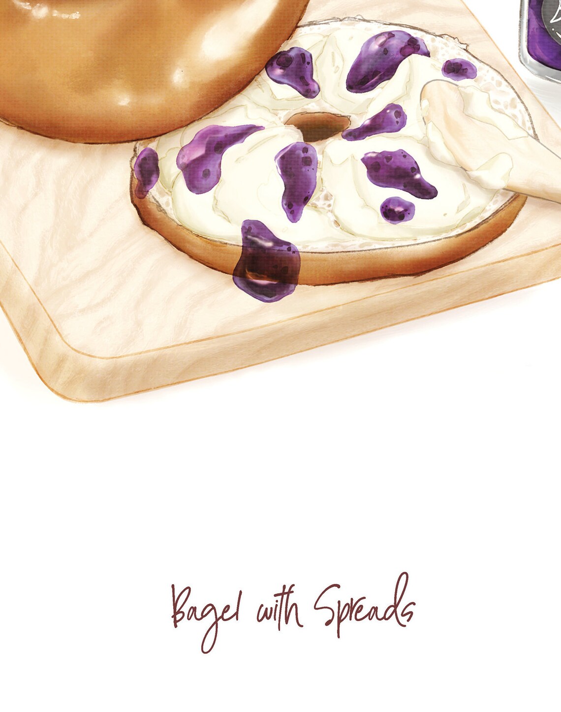 Bagel Printable Wall Art, Bread Wall Art, Food Poster, Kitchen Decor ...
