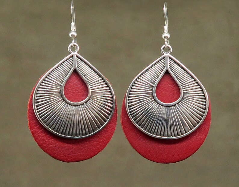 Woman Leather Earrings Ethnic Earrings Dangle Leather - Etsy UK