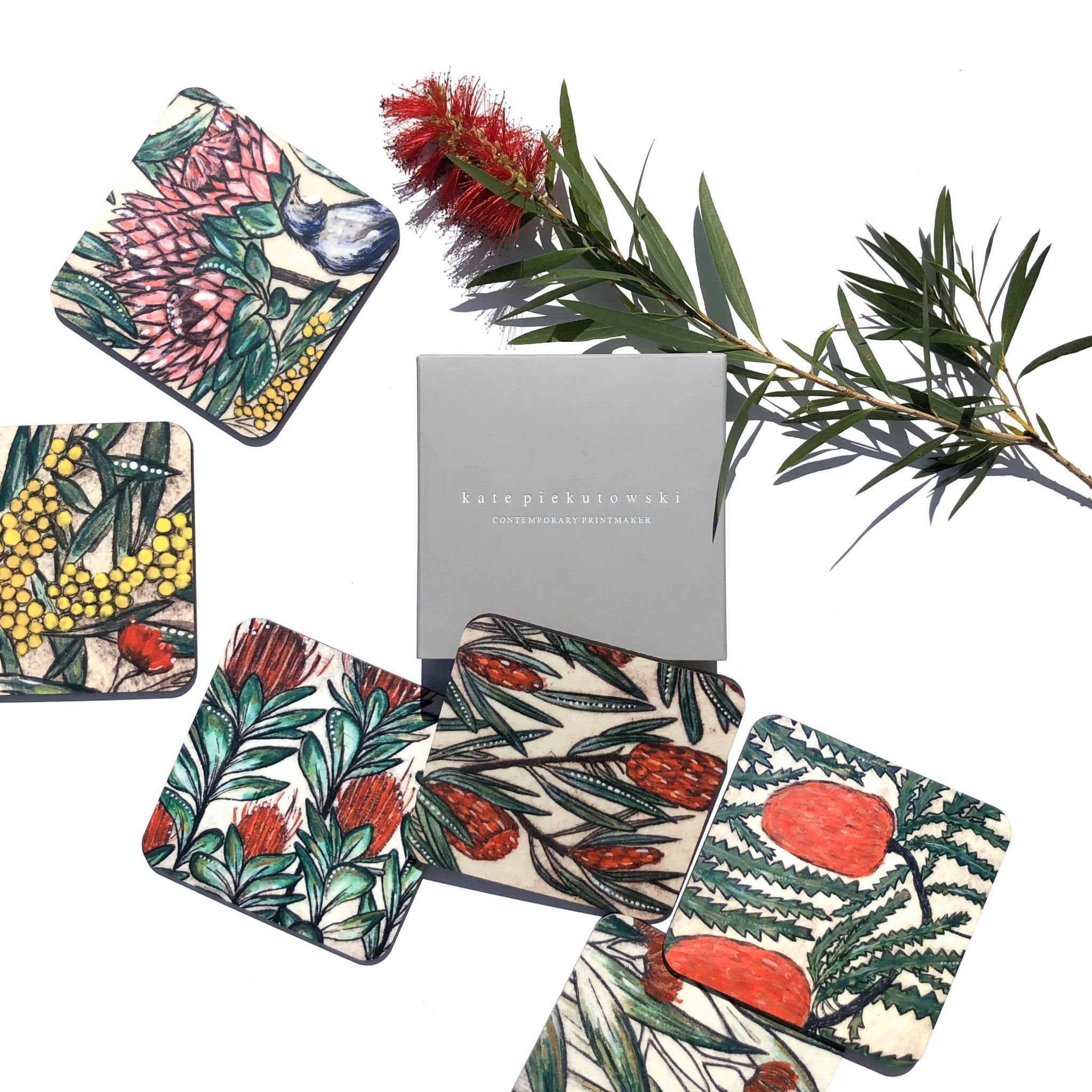 Australian Flower Coasters Set of 6 Coasters Botanical - Etsy Australia