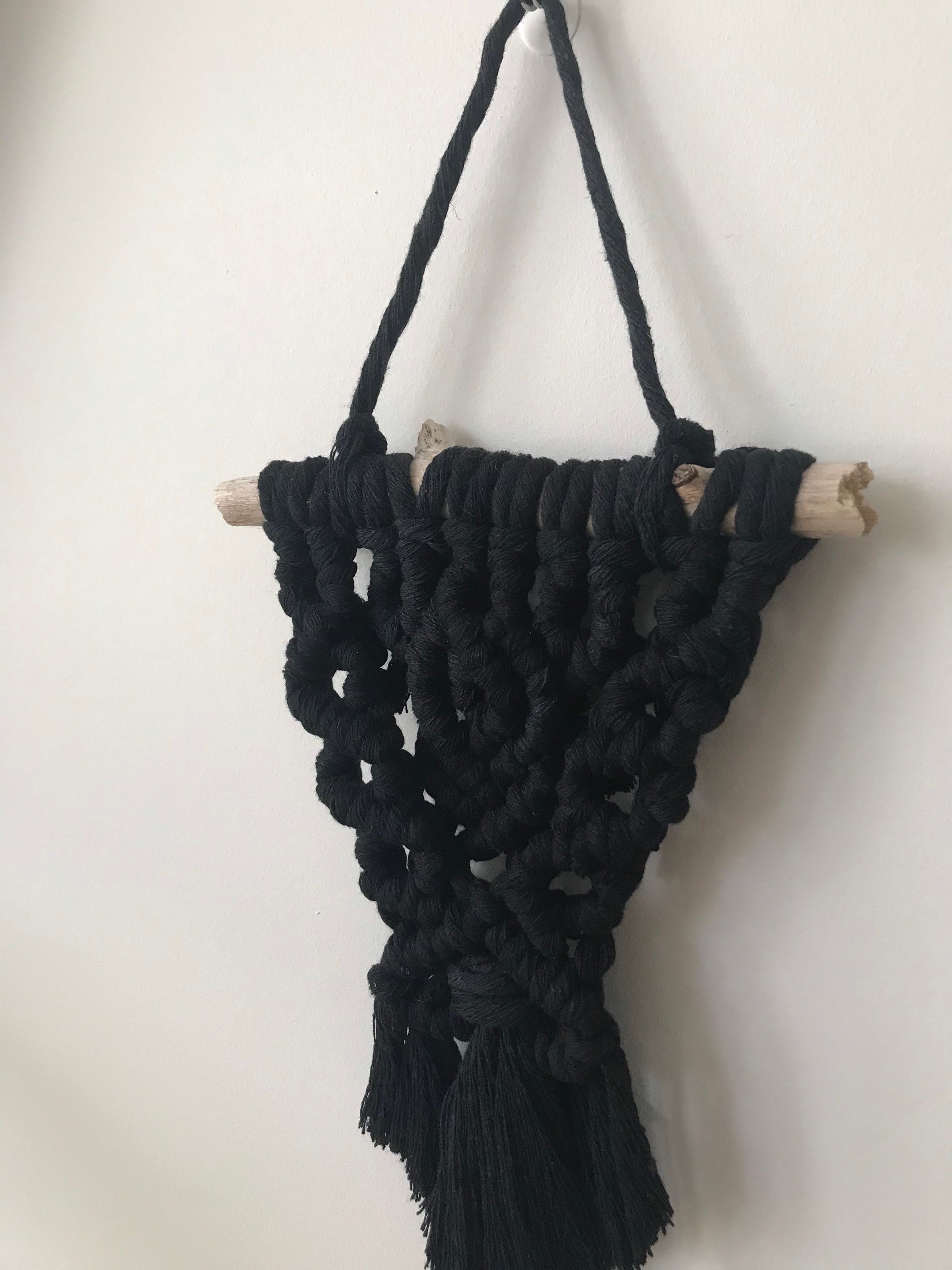 Macramé Wall Hanging/ Black Macramé Wall Hanging/ Mini - Etsy