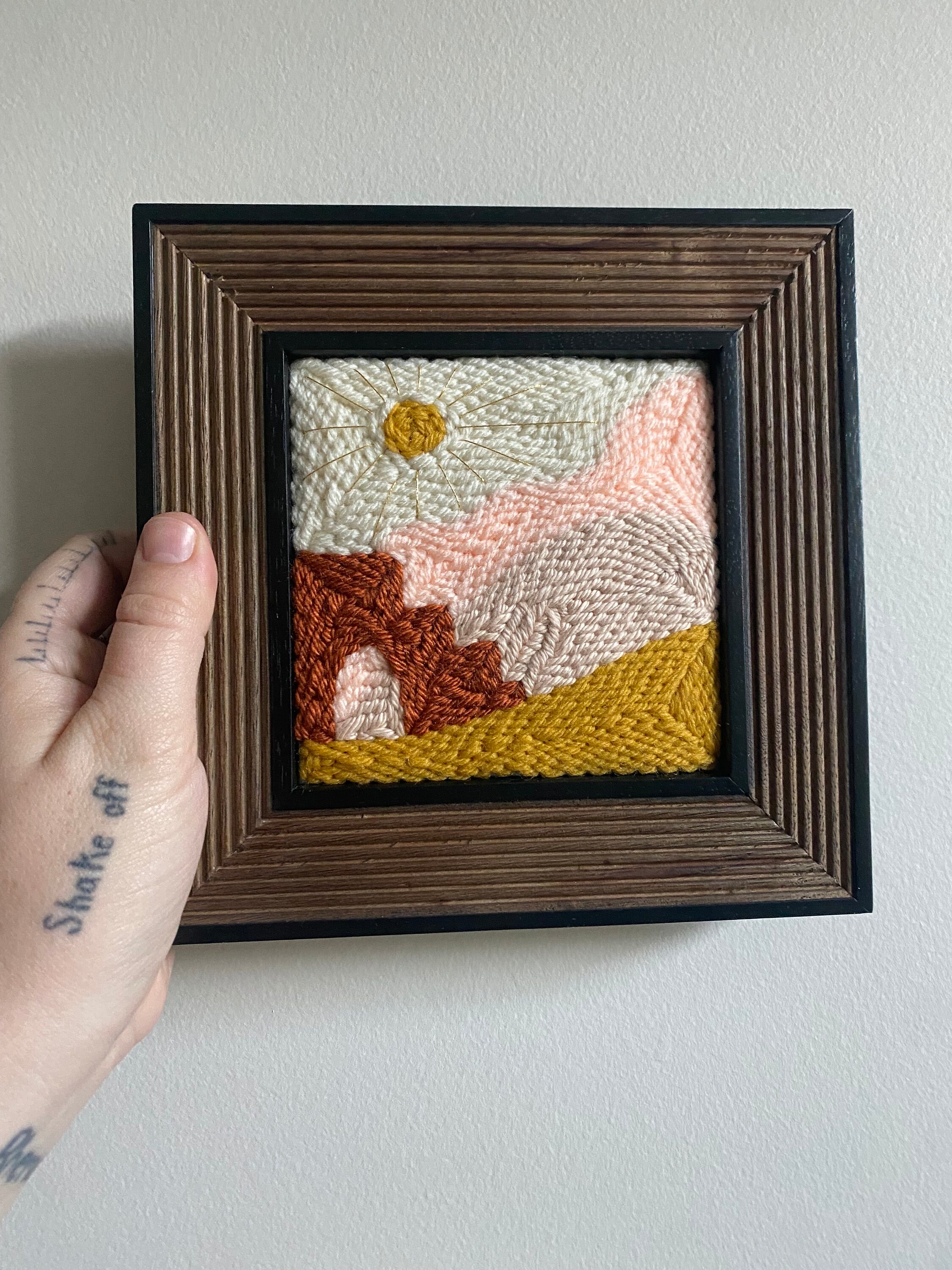 Embroidered Wall Décor/ Desert Scene / Punch Needle Wall Decor/ Punch ...