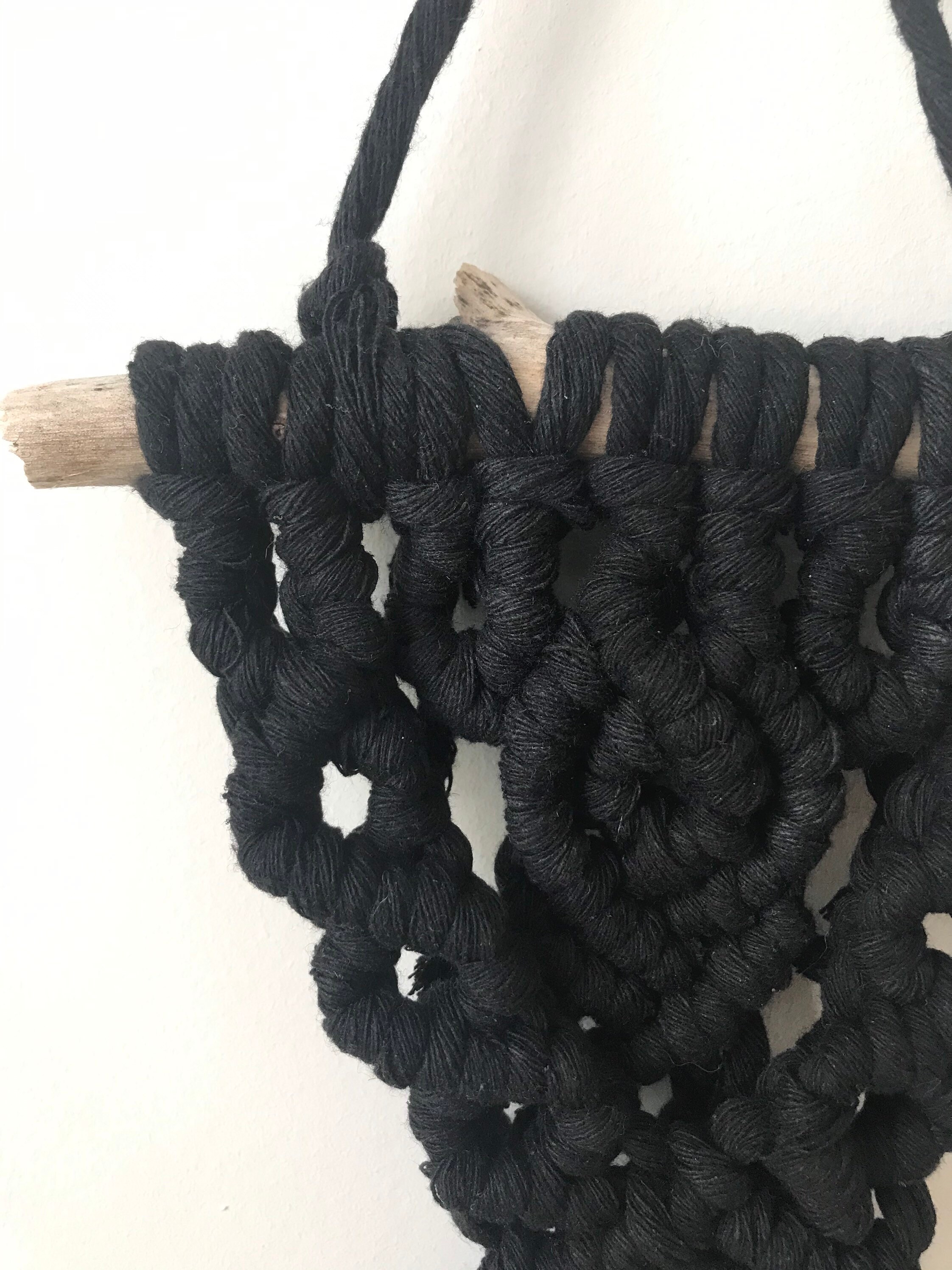 Macramé Wall Hanging/ Black Macramé Wall Hanging/ Mini - Etsy