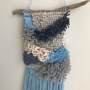 Latch Hook Wall Hanging/Ocean Blue Fabric Art/ Wall Hanging/ | Etsy