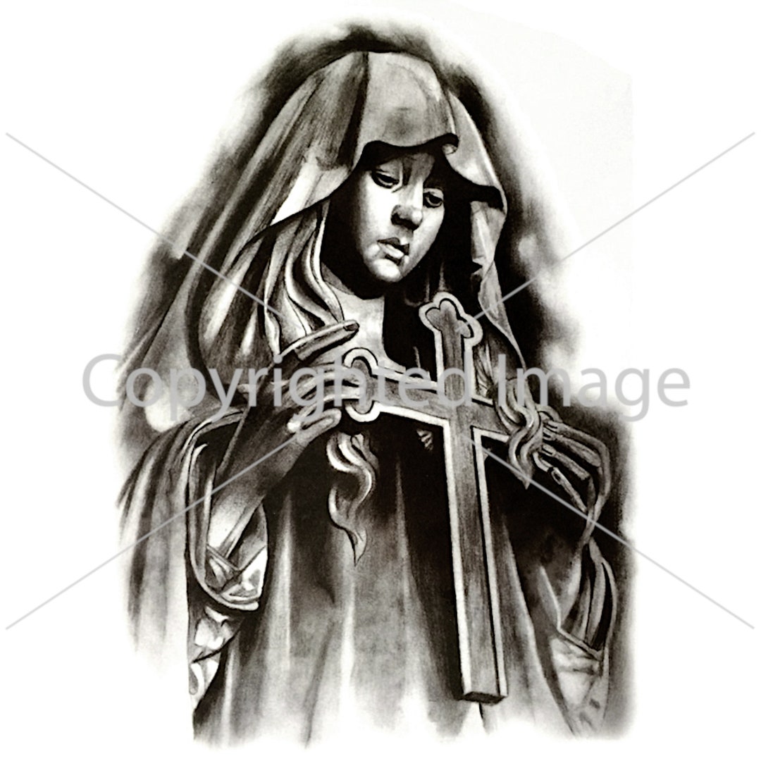 Tattoo Design Cool Nun With Cross Design Digital Download - Etsy