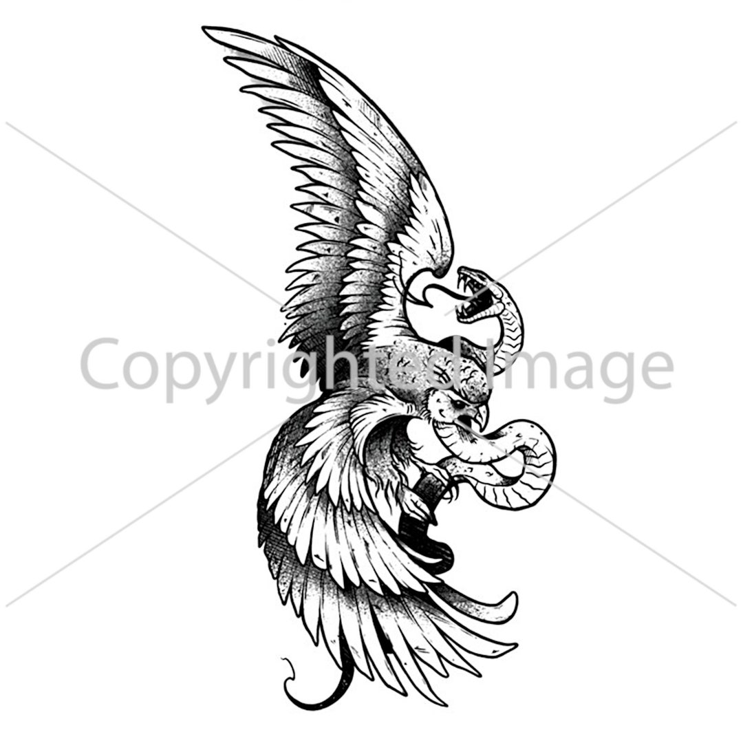 Tattoo Design Hawk & Snake Digital Download - Etsy Canada