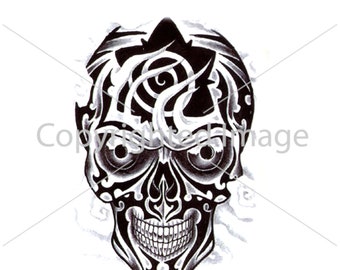 Punk Rock Skull Temporary Tattoo Sticker set of 2 - Etsy