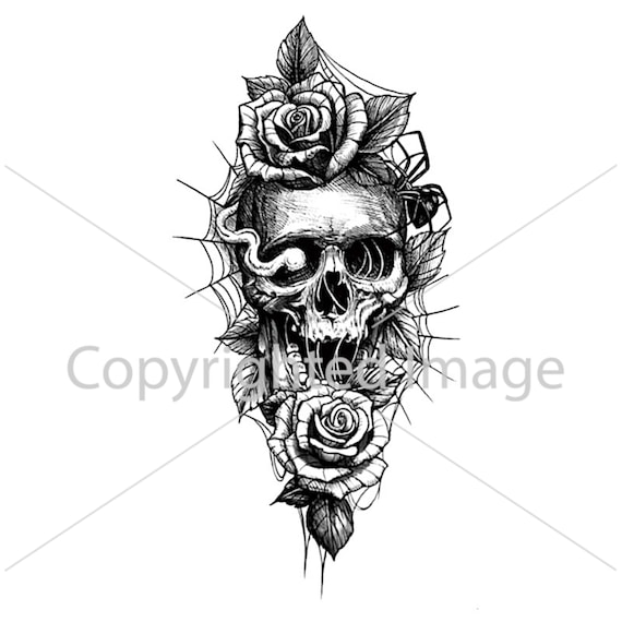 Skull Rose Tattoos Designs