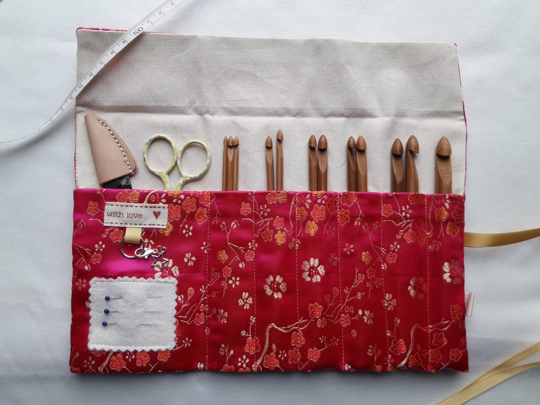 Crochet Hook Case: Pink and Gold Design - Etsy