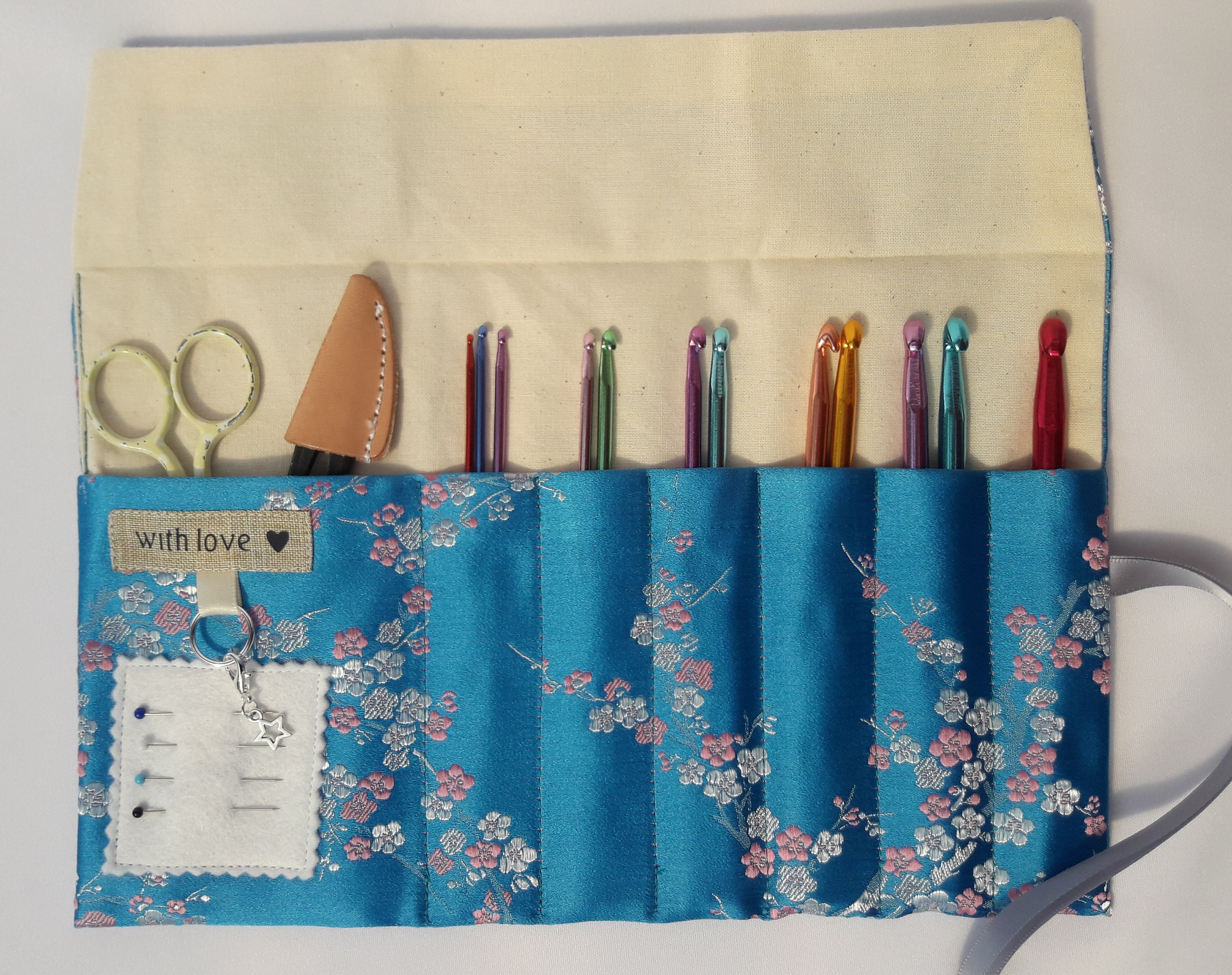 Crochet Hook Case: Blue and Silver Design - Etsy