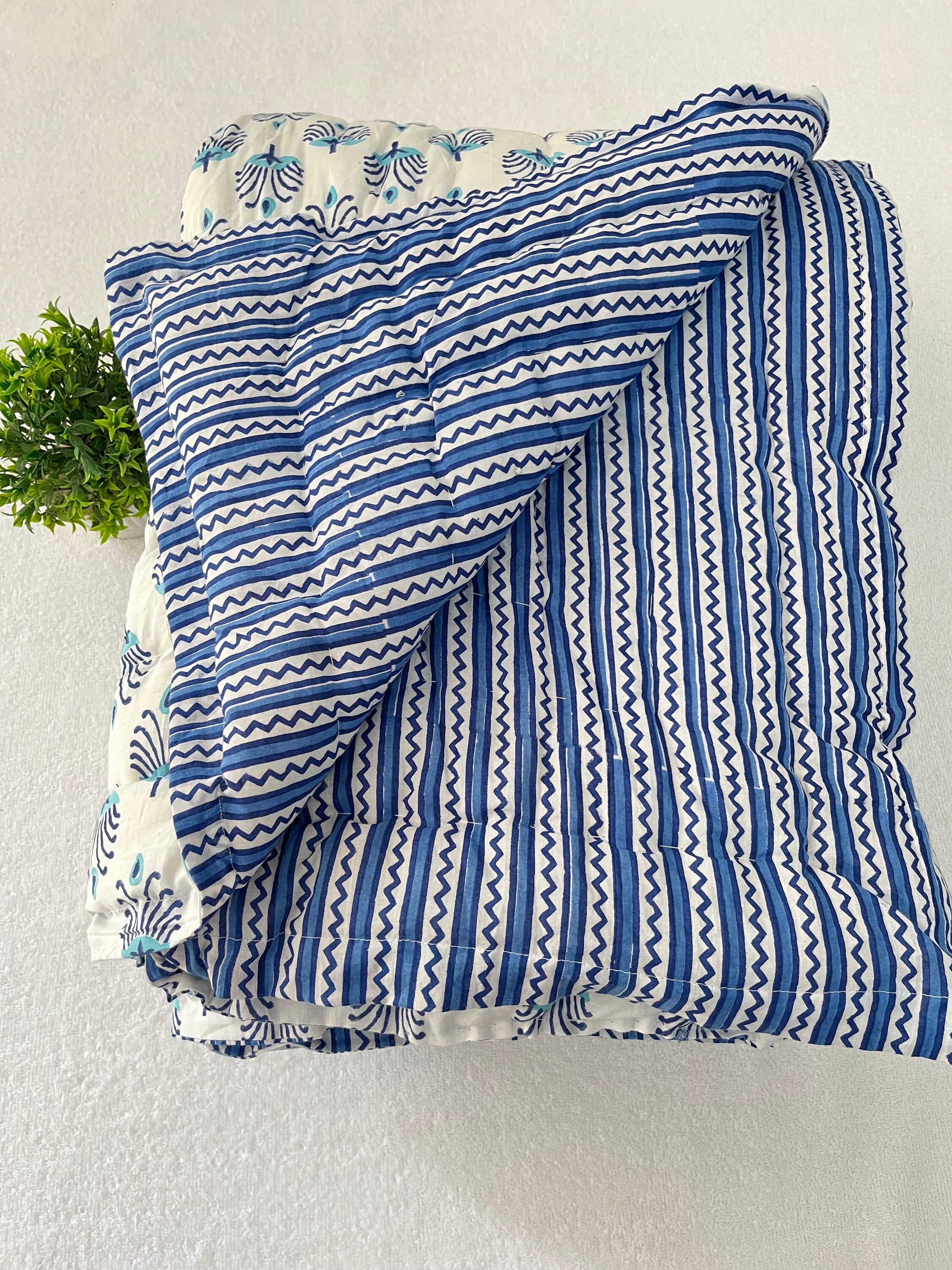 Blue Leaf Handmade Razai 100% Cotton Light Weight Winter - Etsy