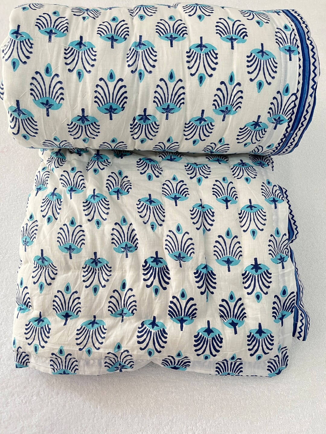 Blue Leaf Handmade Razai, 100% Cotton Light Weight Winter Reversible ...