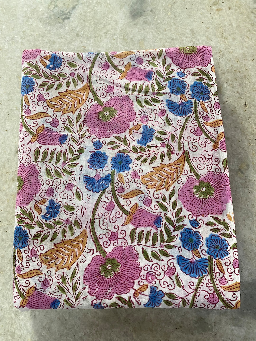 Hand Block Print Cotton Fabric: Floral Dressmaking Material - Etsy