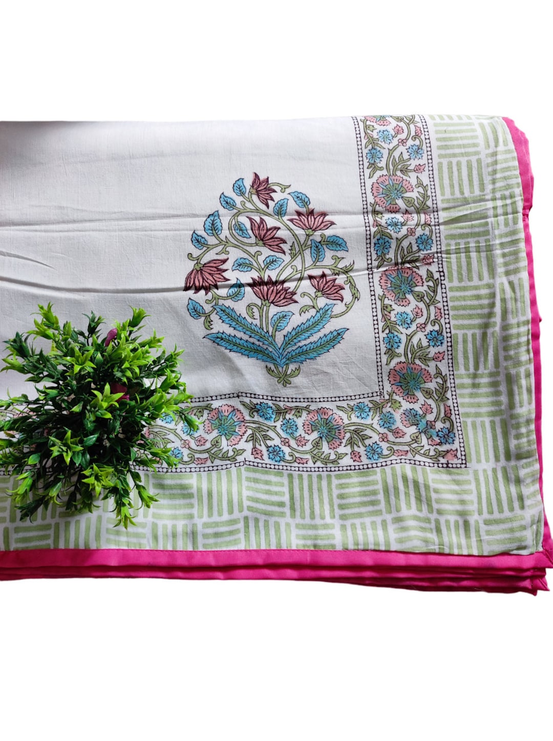 Jaipuri Block Print Quilted Razai, Cotton Handmade Blanket Reversible ...