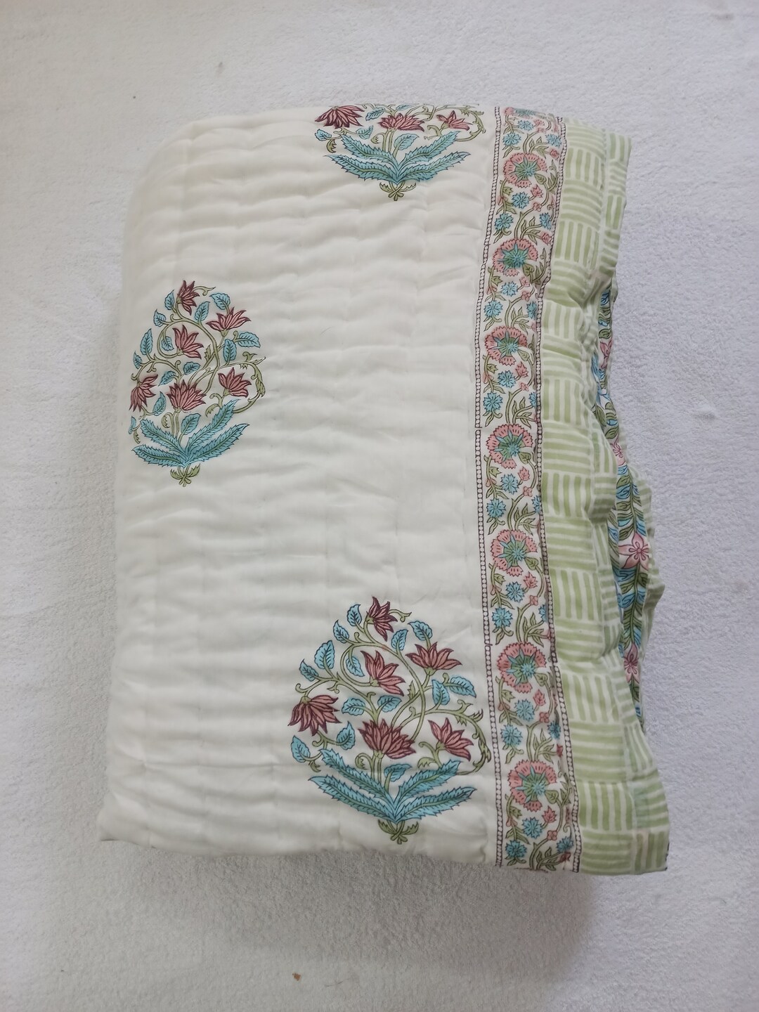 Traditional Handmade Reversible Razai, Floral Print Handmade Cotton ...