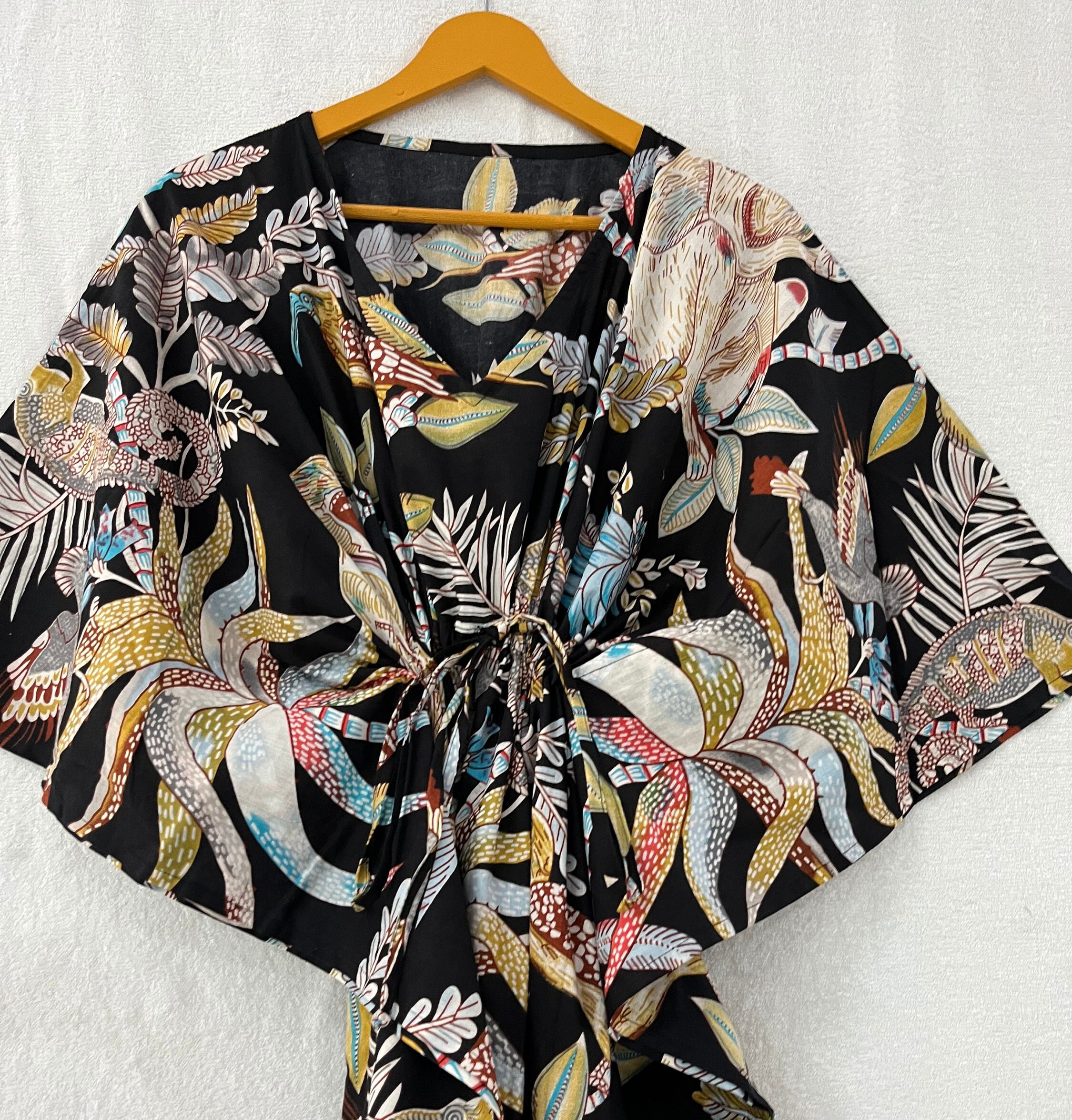 Monkey Block Print Caftan Summer Collection Cotton Caftan - Etsy