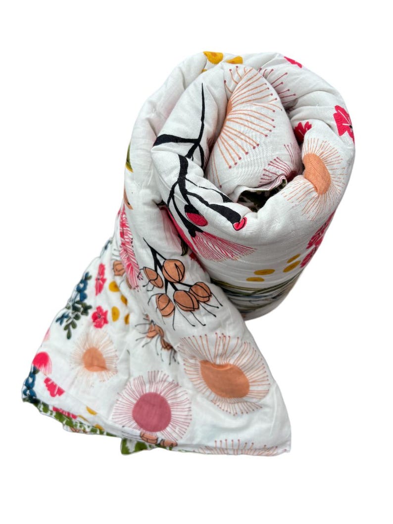 Hand Block Printed Floral Quilt: Jaipuri Razai Bed Cover - Etsy Australia