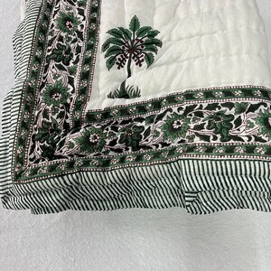 Hand Block Print Razai Quilt: Palm Tree Blanket, King Size - Etsy