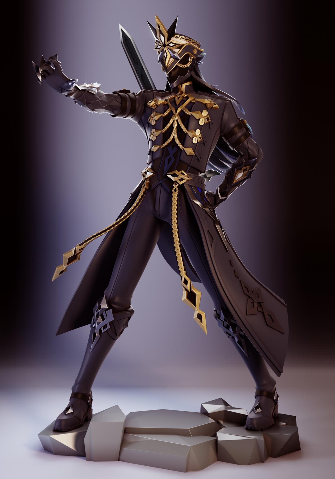 Capitano/ Genshin Impact Fanart / Unpainted or Fully Painted Sculpture ...
