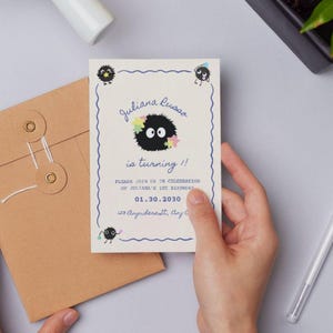 Studio Ghibli Birthday Card, Soot Sprites, Digital Invitation, Birthday ...