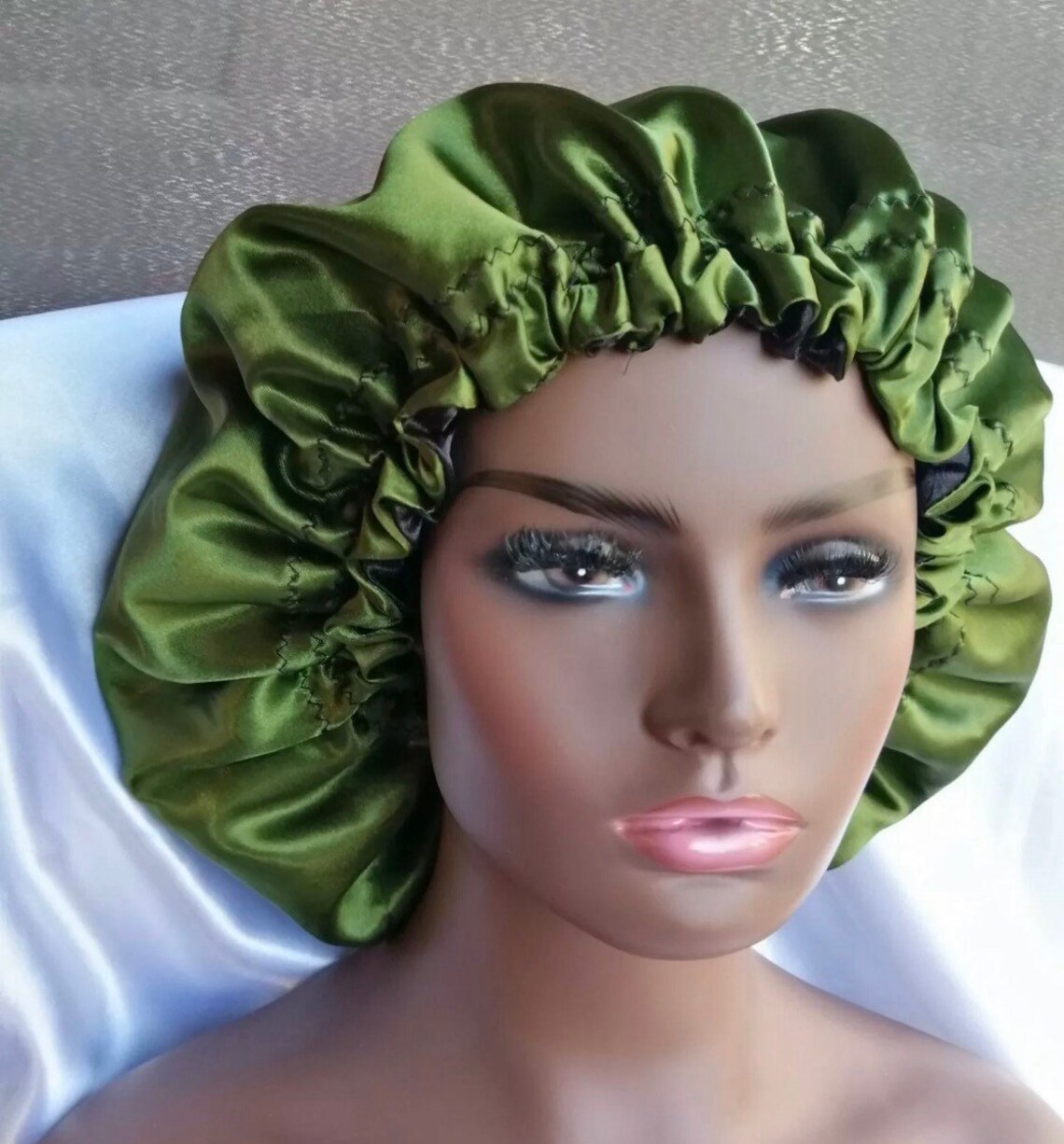 Reversible Lime Women Sleeping Bonnet Soft Satin Silk Sleep Hat Silk ...