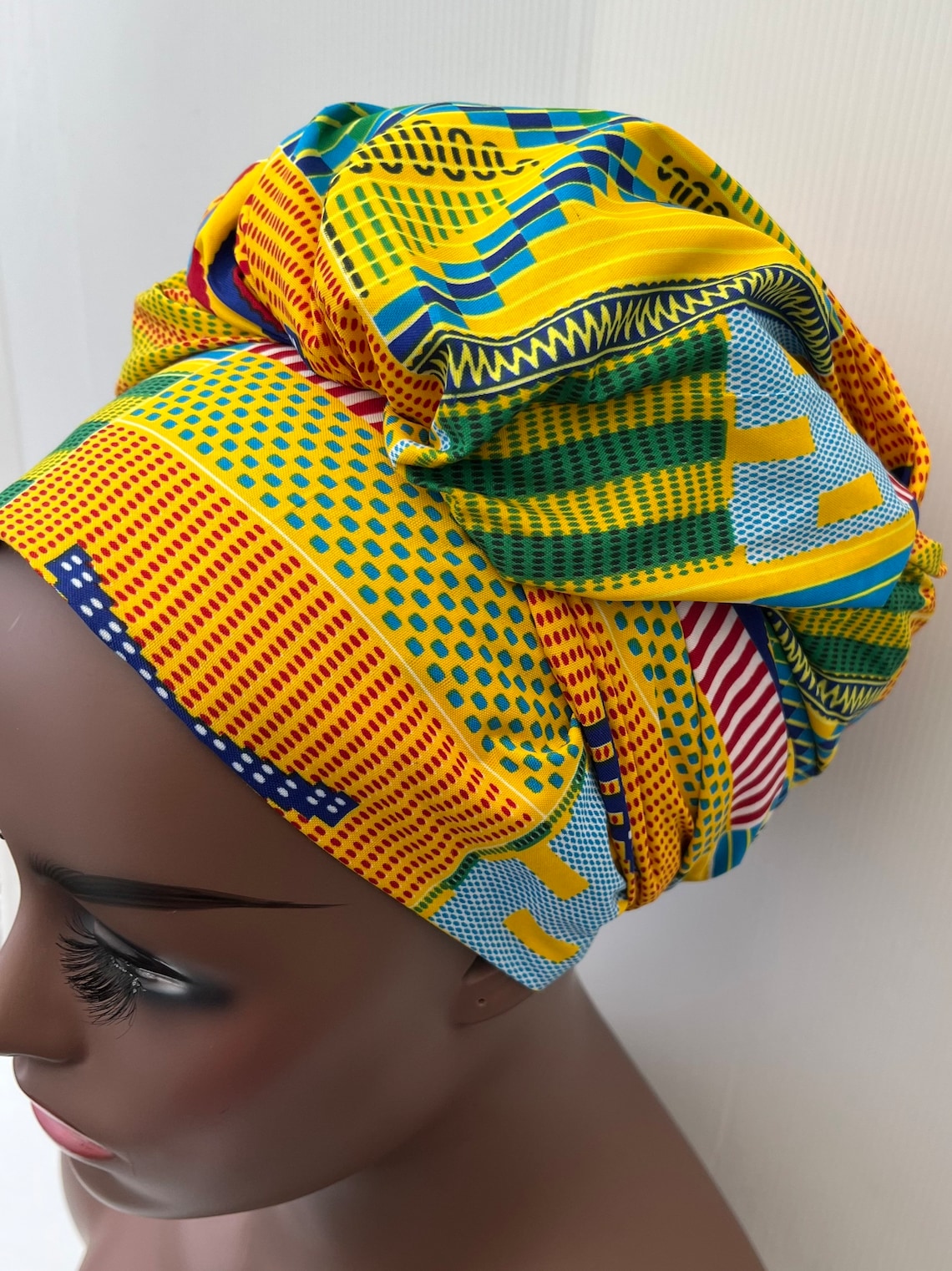 African Kente Head Wrap, African Print Scarf Ankara Turban, Adinkra ...