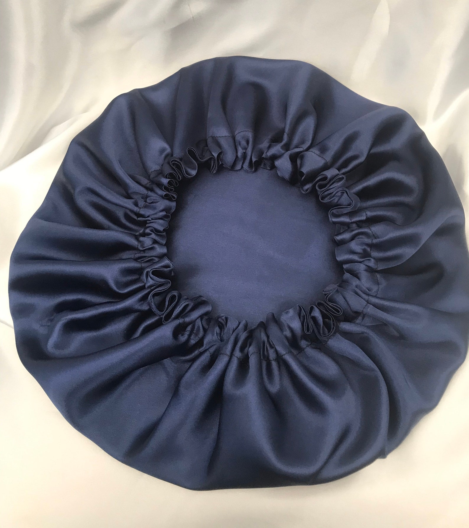 Navy Reversible Women Sleeping Bonnet Soft Satin Silk Sleep Hat Silk ...