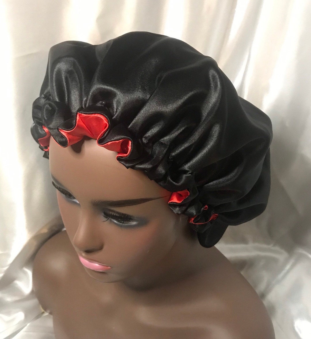 Reversible Women Sleeping Bonnet Soft Satin Silk Sleep Hat Silk Satin ...