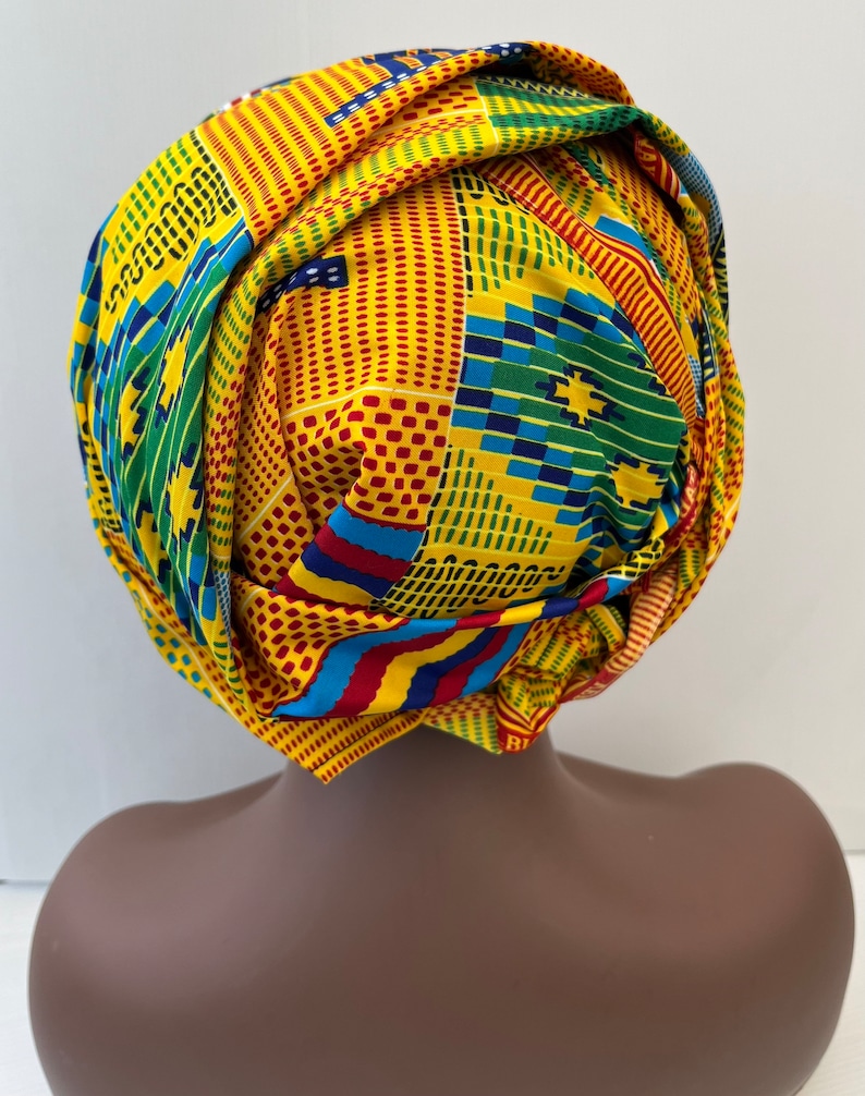 African Kente Head Wrap, African Print Scarf Ankara Turban, Adinkra ...