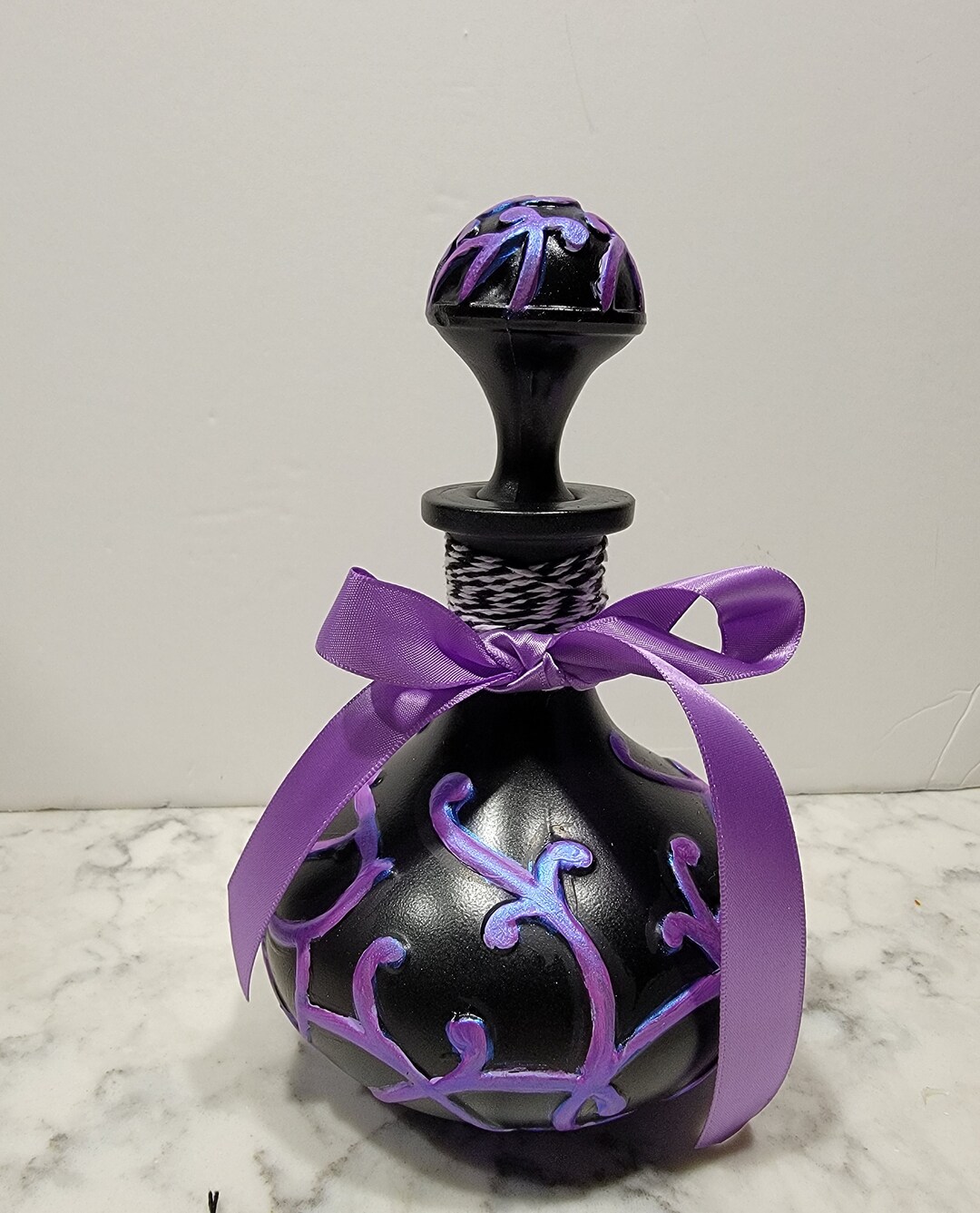 Gothic Decorative Bottle Vintage Upcycled Decanter Black and Purple ...