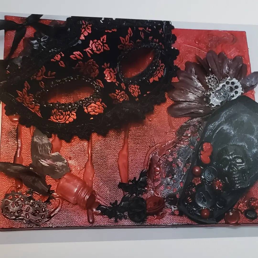 Masquerade Red and Black Gothic Mixed Media Art - Etsy