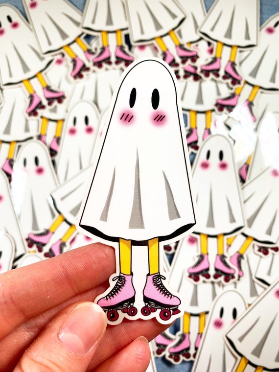 Roller Skating Ghost Clear Sticker - Etsy