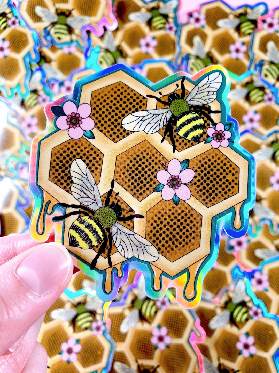 Holographic Honeycomb Sticker - Etsy