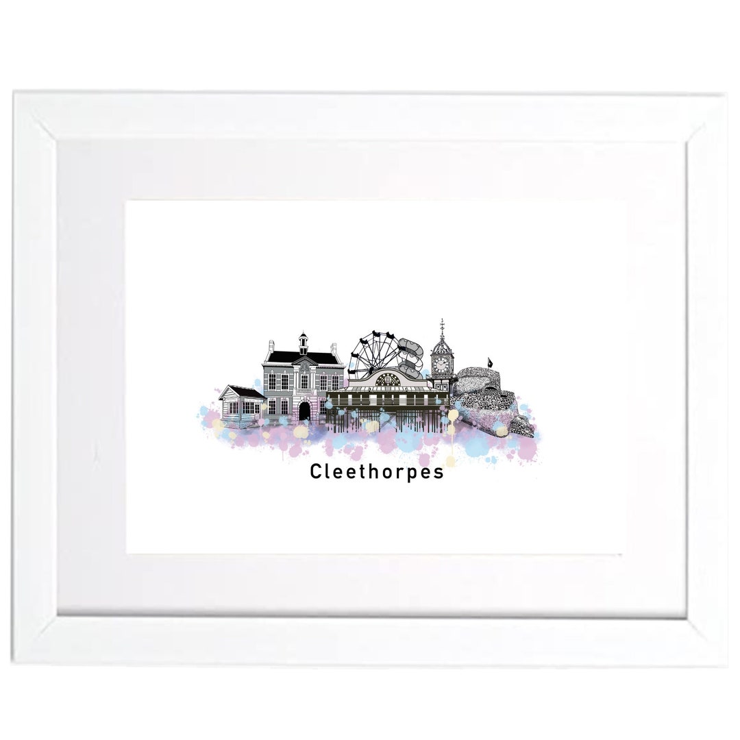 Cleethorpes Skyline Digital Print Coastal Art Illustration Artwork Pier ...