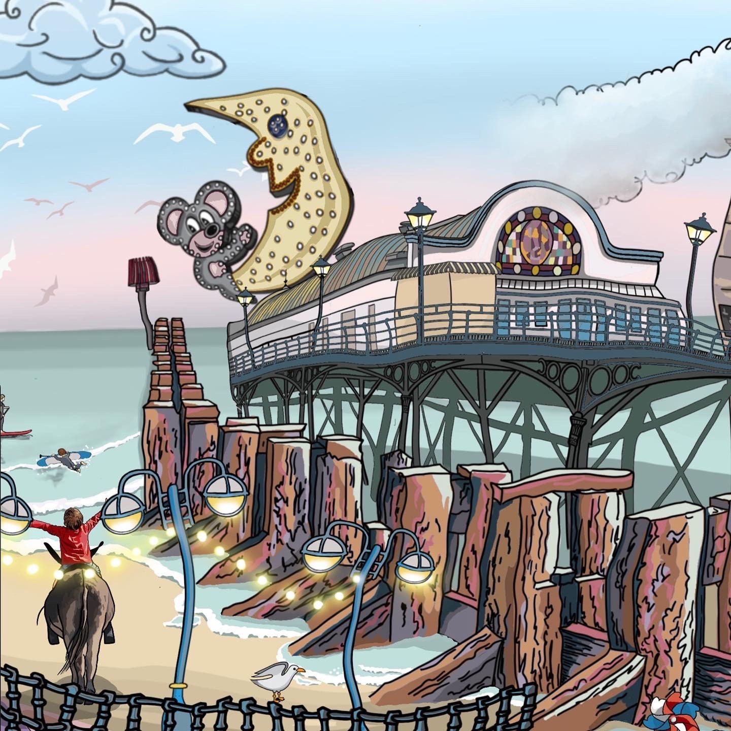 Cleethorpes Panoramic Digital Print Coastal Art Illustration Artwork ...