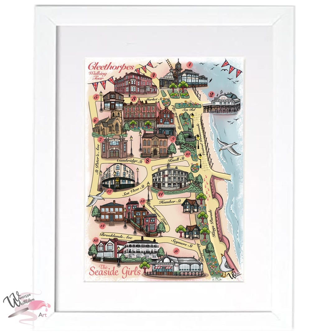 Cleethorpes Map Art Print: 1940s Seaside Townscape - Etsy UK