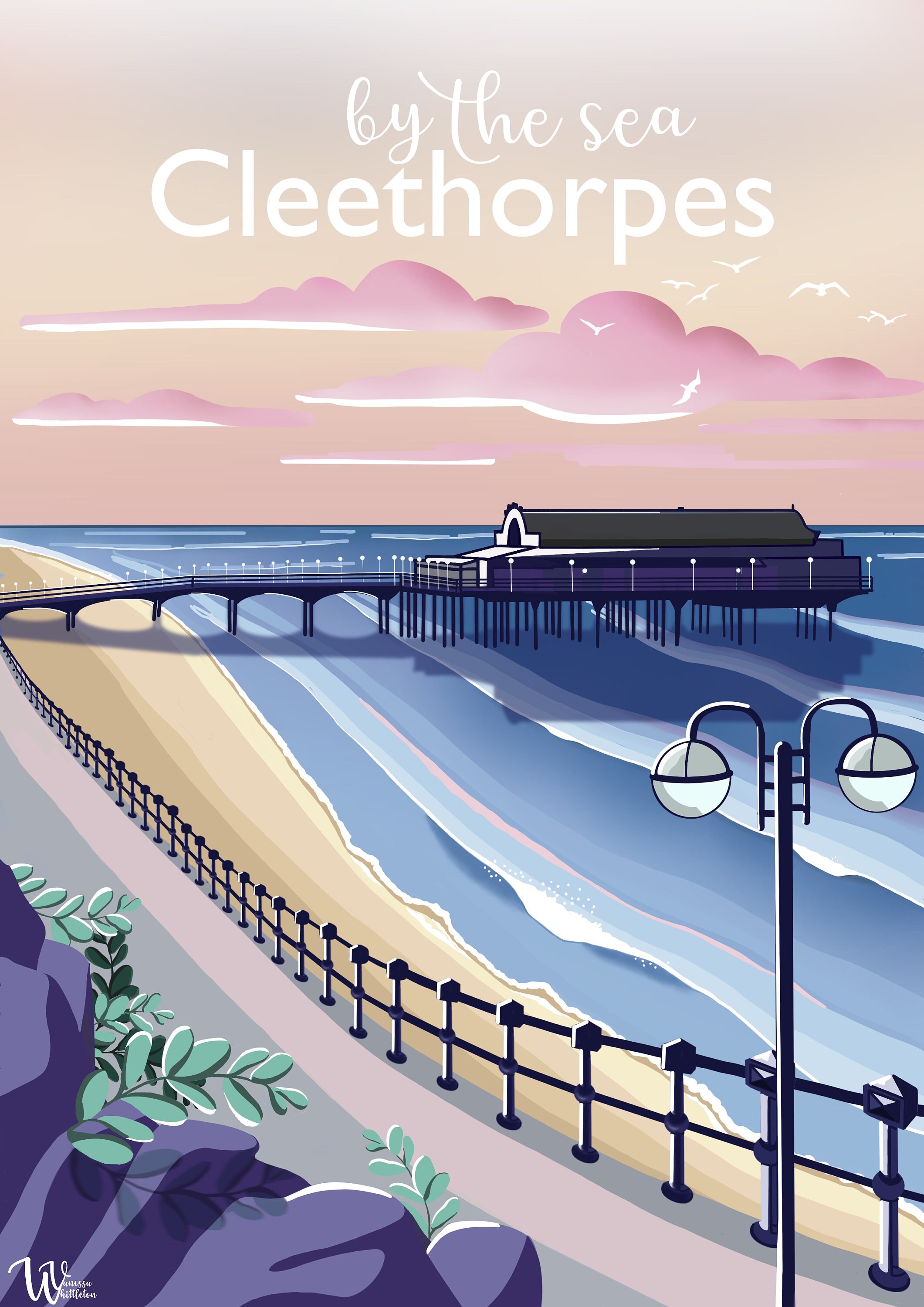 Cleethorpes Pier Digital Print Coastal Art Beach Holiday Poster ...