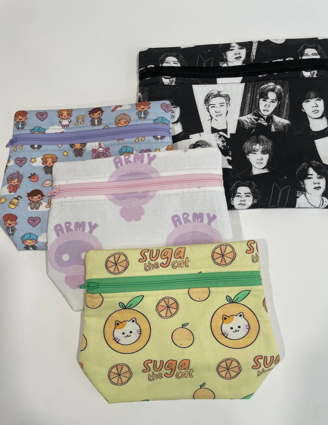 BTS Pouches, Army Pouch, Suga the Cat, BTS KIDS Pouch, Large Flat Pouch, Organize Toys, Locker ...