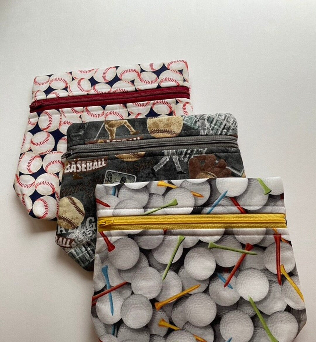 GOLF BASEBALL Sports Front Zipper Pouch, Zipper Pouch, Boy's Gift, Toy Bag, Travel Bag, Store ...