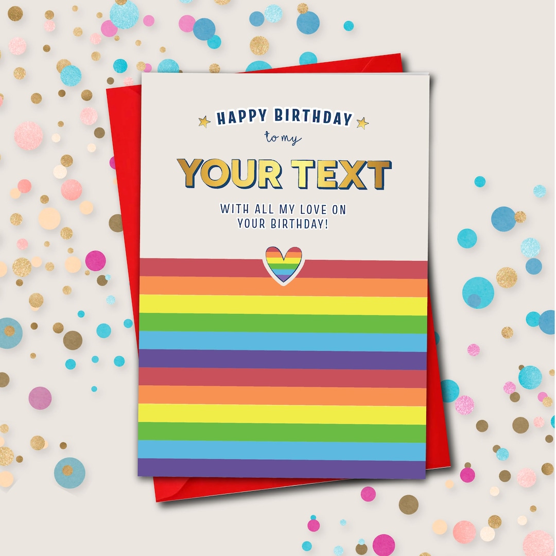 Personalised Rainbow Pride Birthday Card: Gay/lesbian Greeting Card - Etsy
