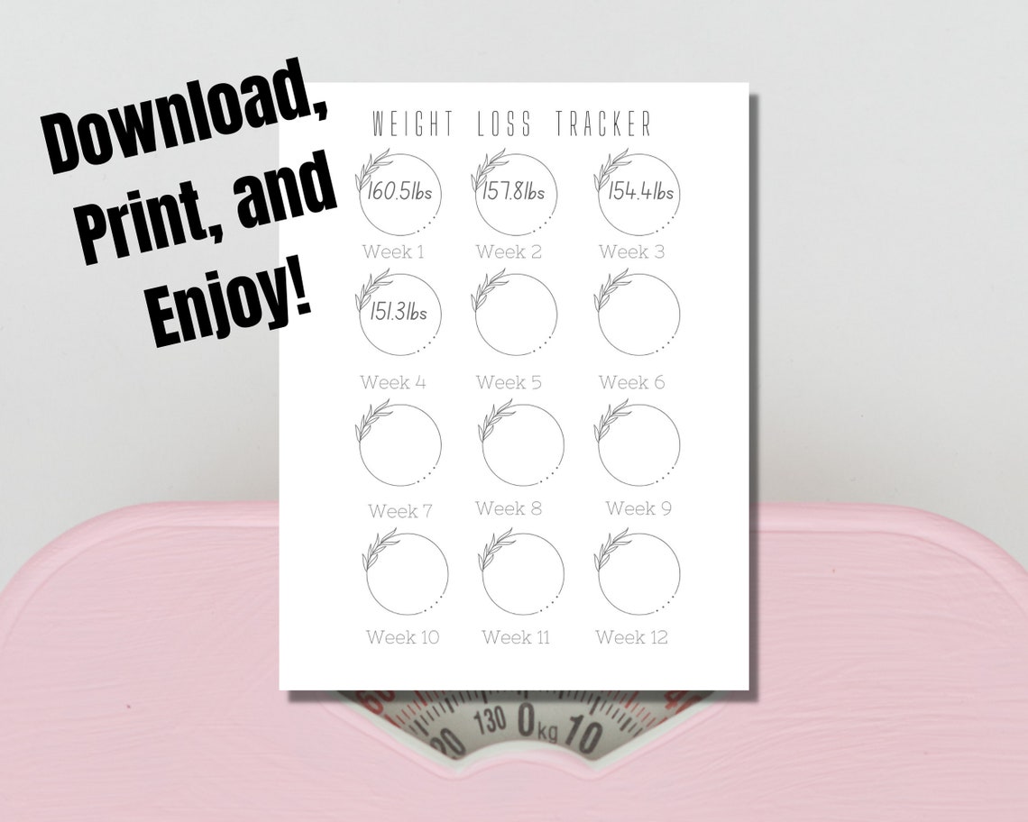 12 Week Weight Loss Tracker Printable Template for Women Weight Loss ...